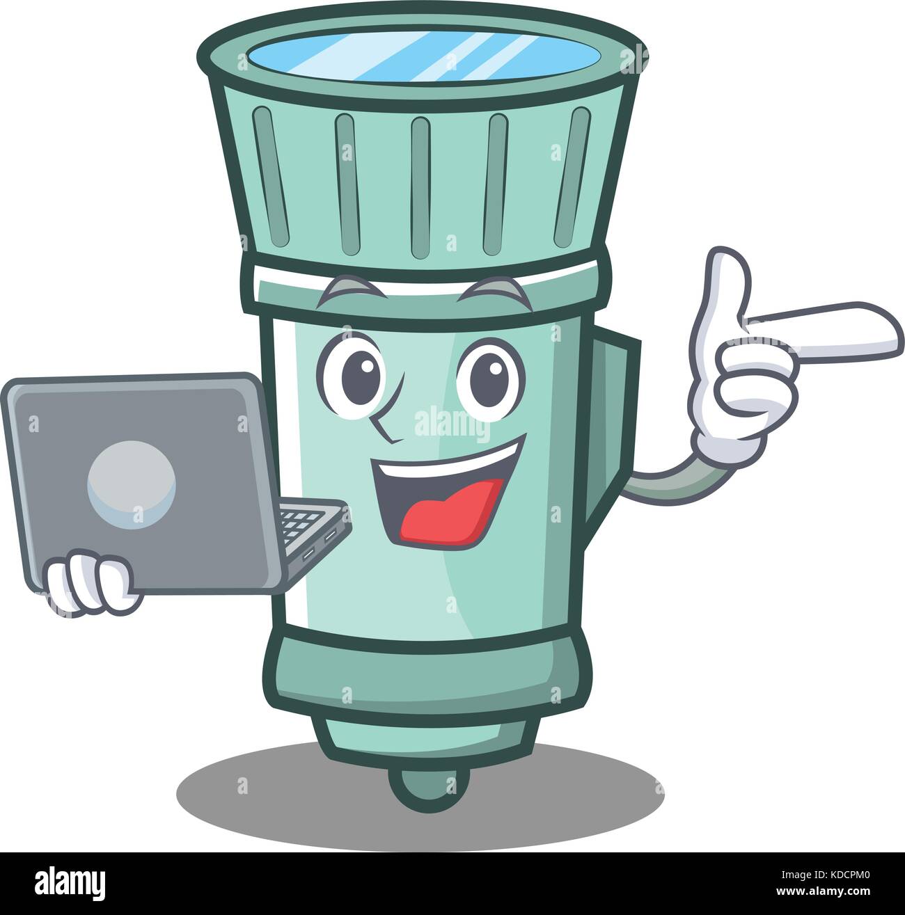 With laptop flashlight cartoon character style vector illustration ...