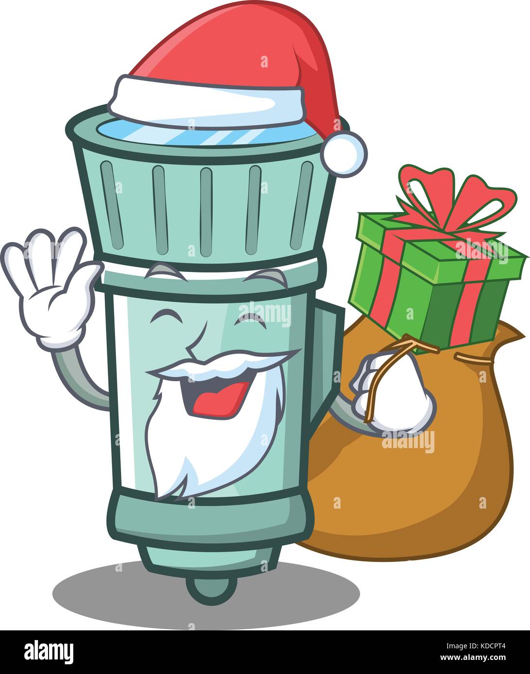 Santa flashlight cartoon character style vector illustration Stock ...
