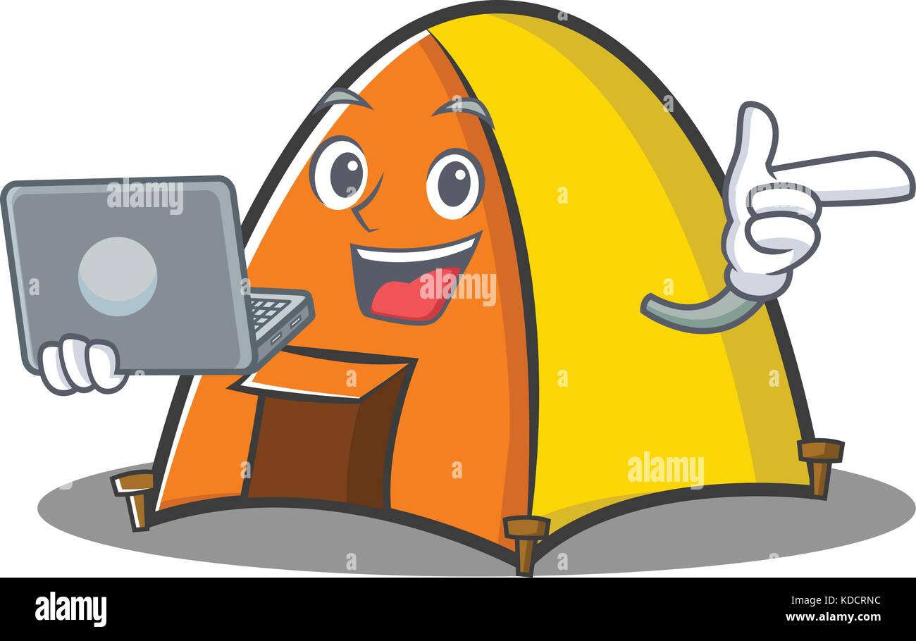 With laptop tent character cartoon style Stock Vector Image & Art - Alamy