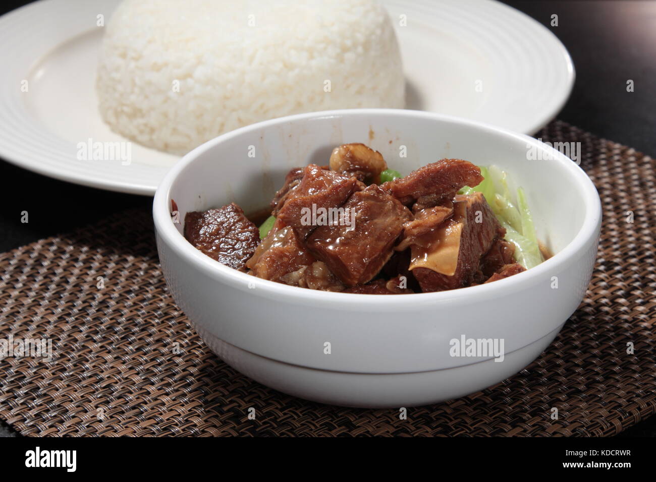 rice with pork or other meat Stock Photo - Alamy