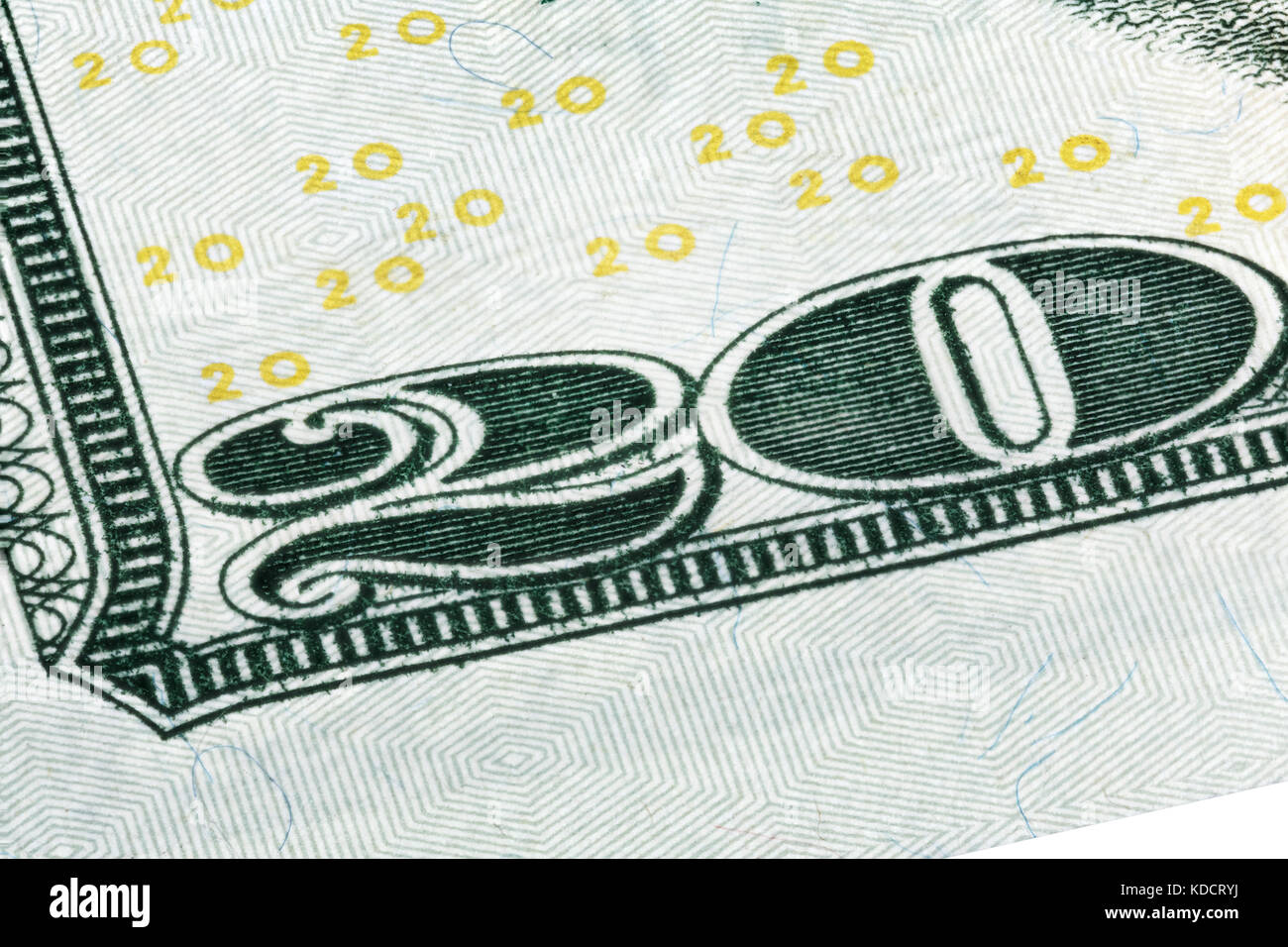 Detail of the corner of a 20 dollar bill Stock Photo - Alamy