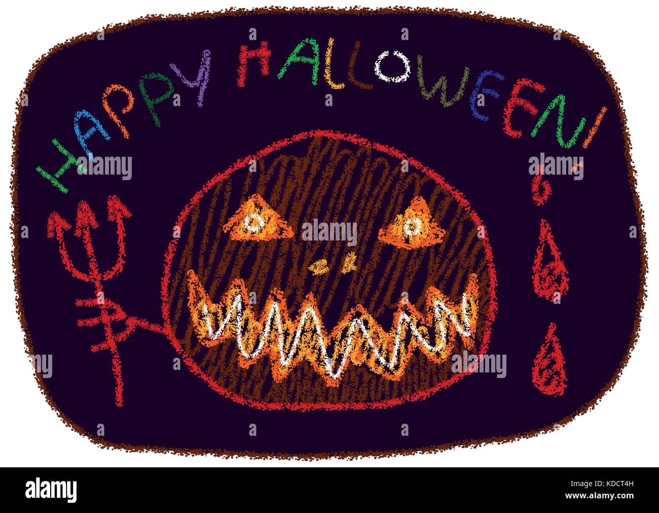'Happy Halloween' wax crayon like children's drawing style vector with ...