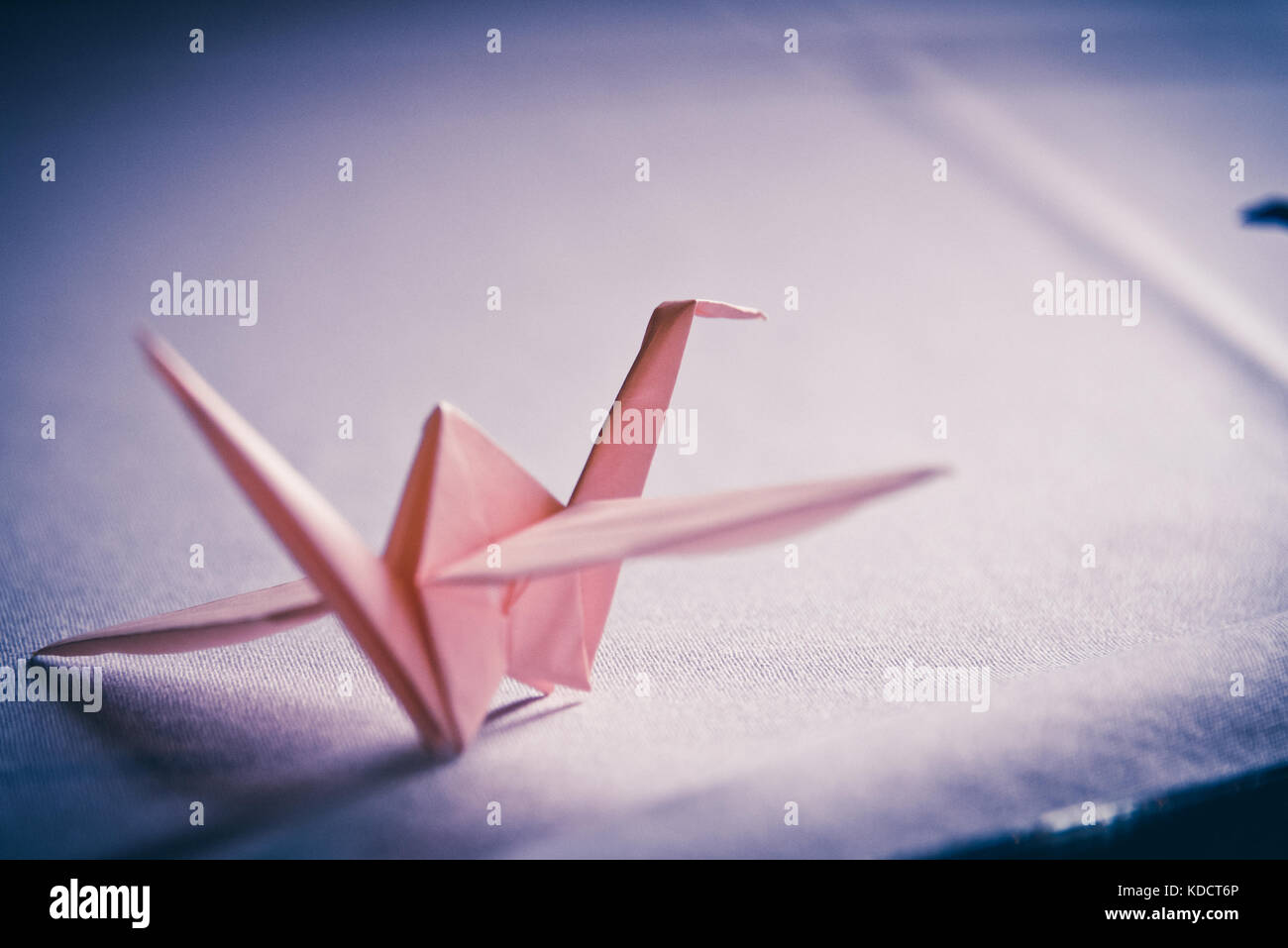 Pink origami stork folded paper art on a white surface Stock Photo - Alamy