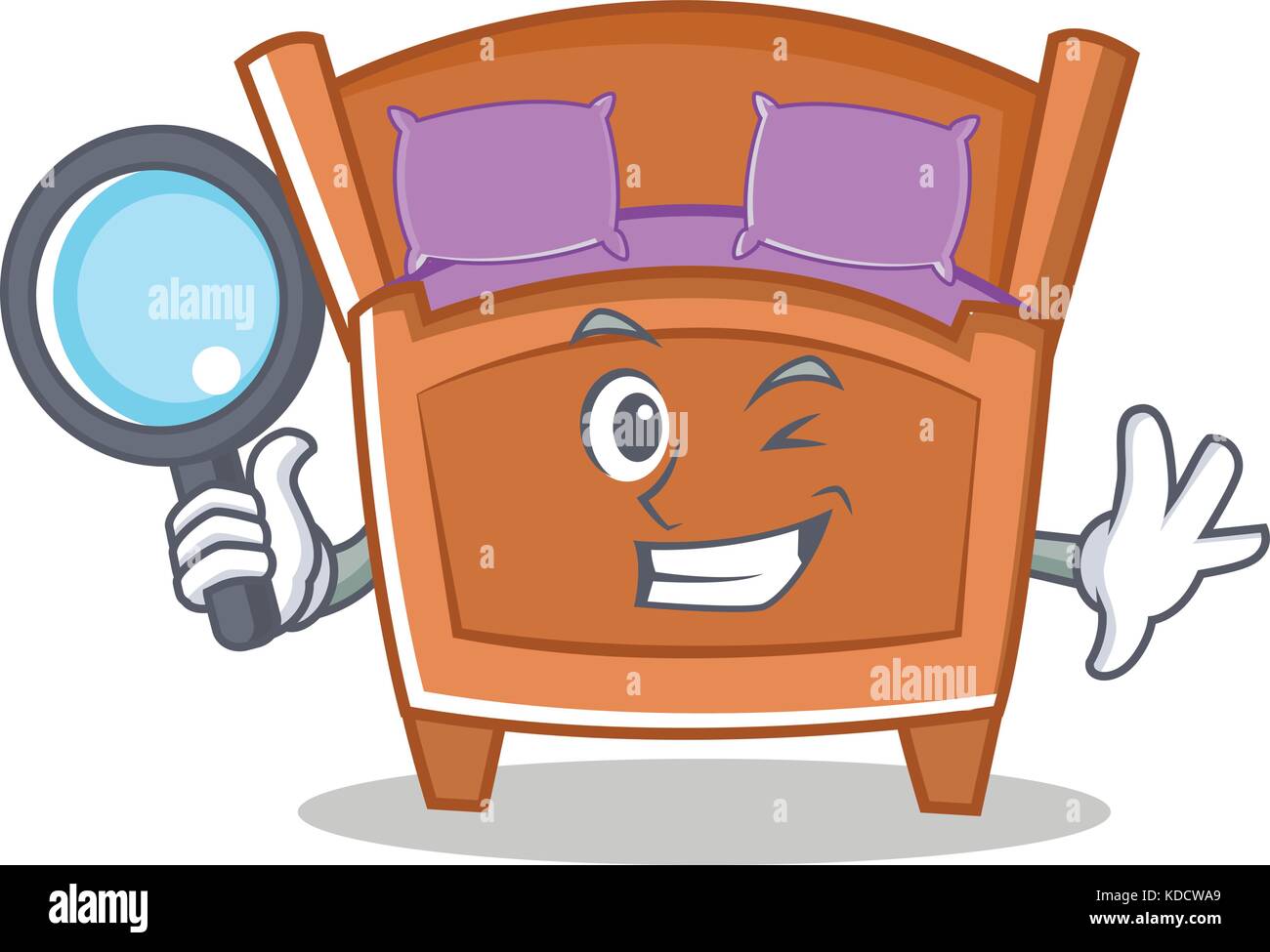 Detective cute bed character cartoon vector illustration Stock Vector ...