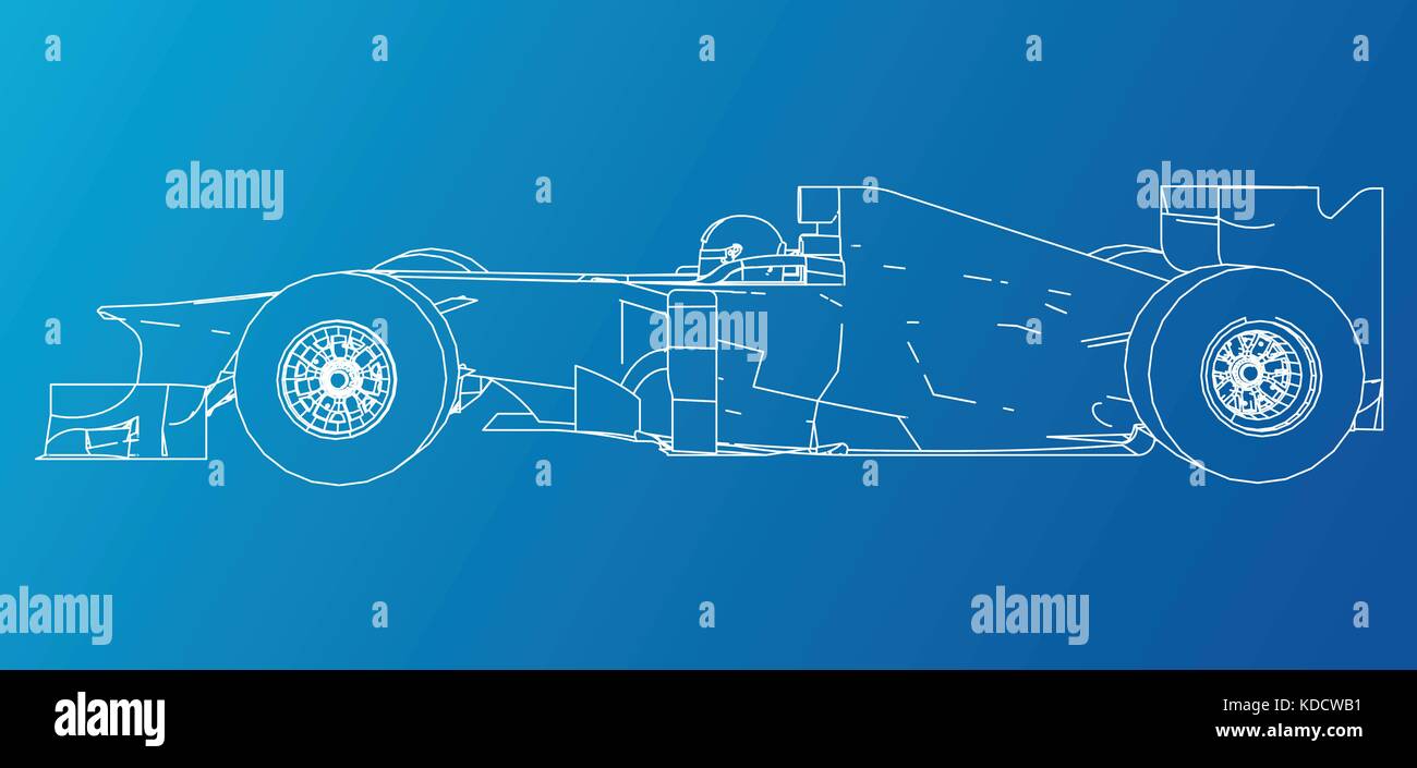 Racing car. Wire-frame. EPS10 format. Vector rendering of 3d Stock ...