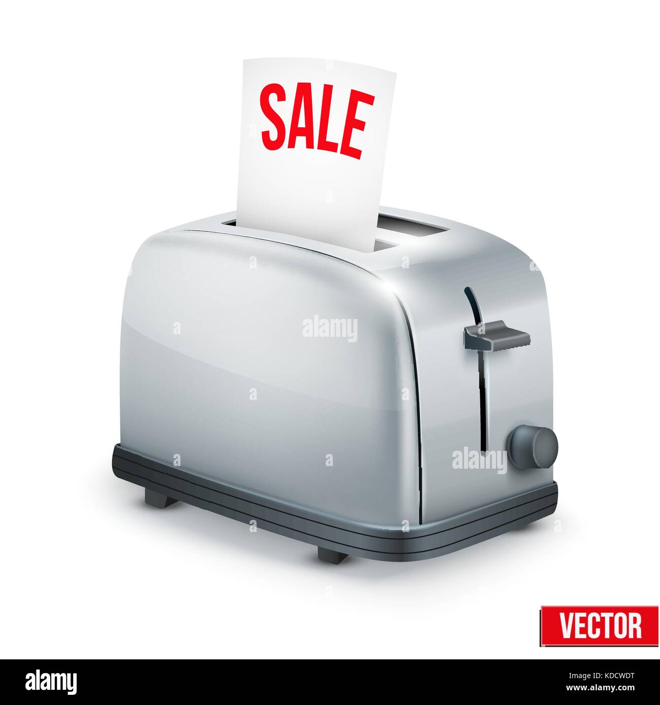 Bright Metal toaster with message SALE. Vector isolated on white Stock ...