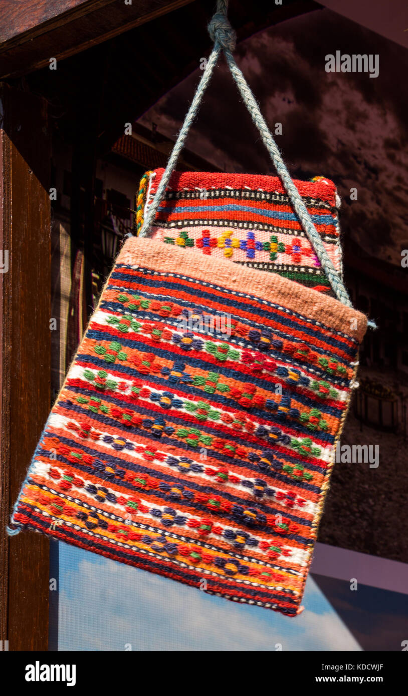 Traditional style handmade woven bags made of fabric Stock Photo - Alamy
