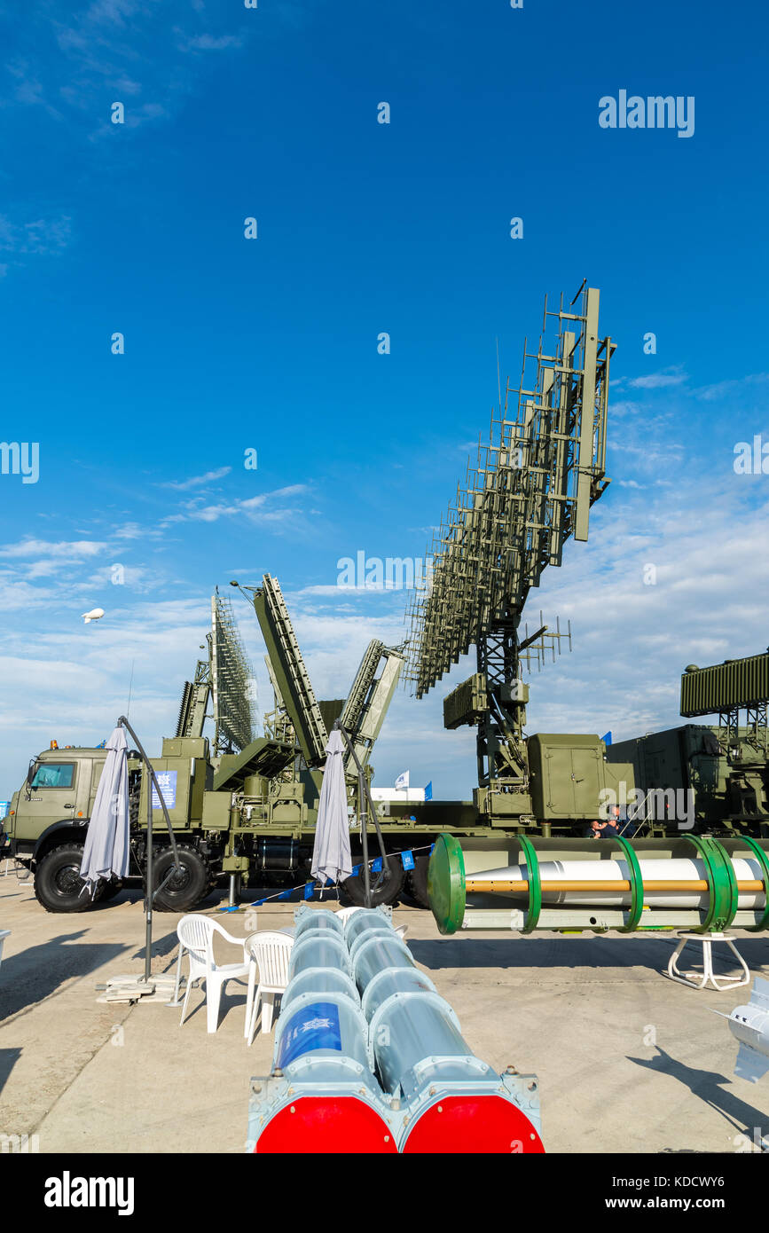 Moscow, Russia - July 24. 2017. Self-propelled radar systems at the ...