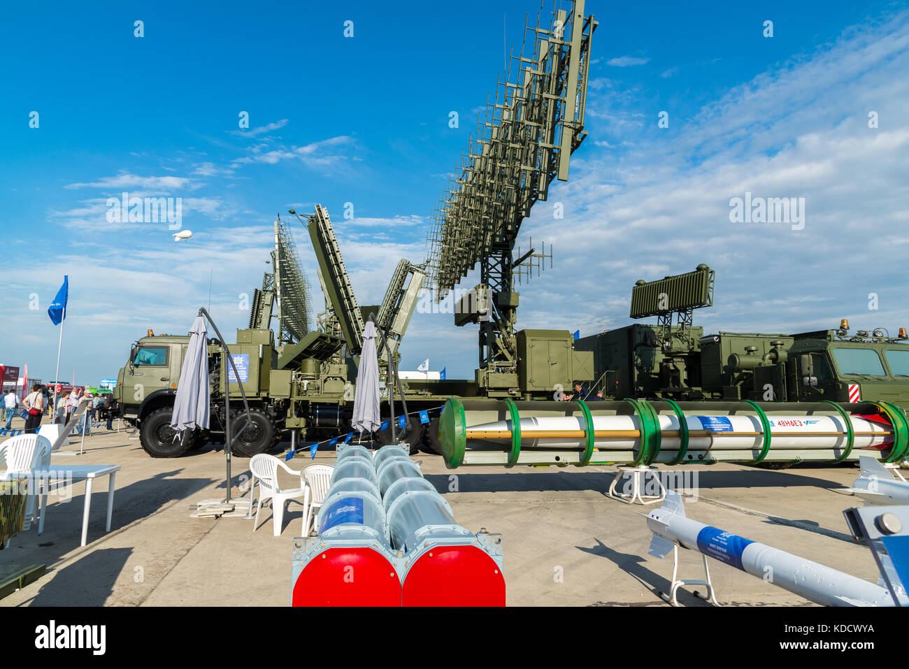 Moscow, Russia - July 24. 2017. Self-propelled radar systems at the ...