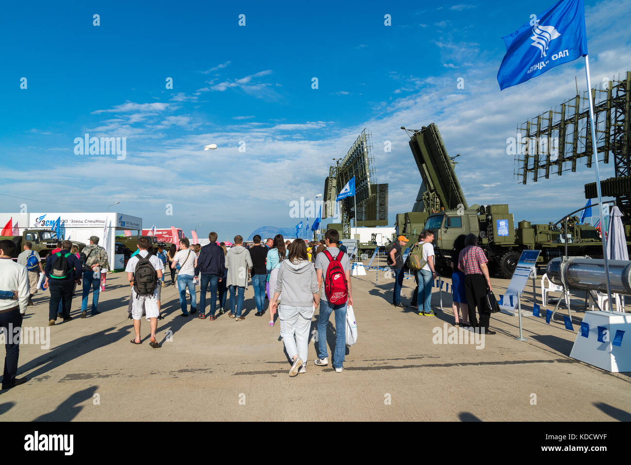 Moscow, Russia - July 24. 2017. Self-propelled radar systems at the ...