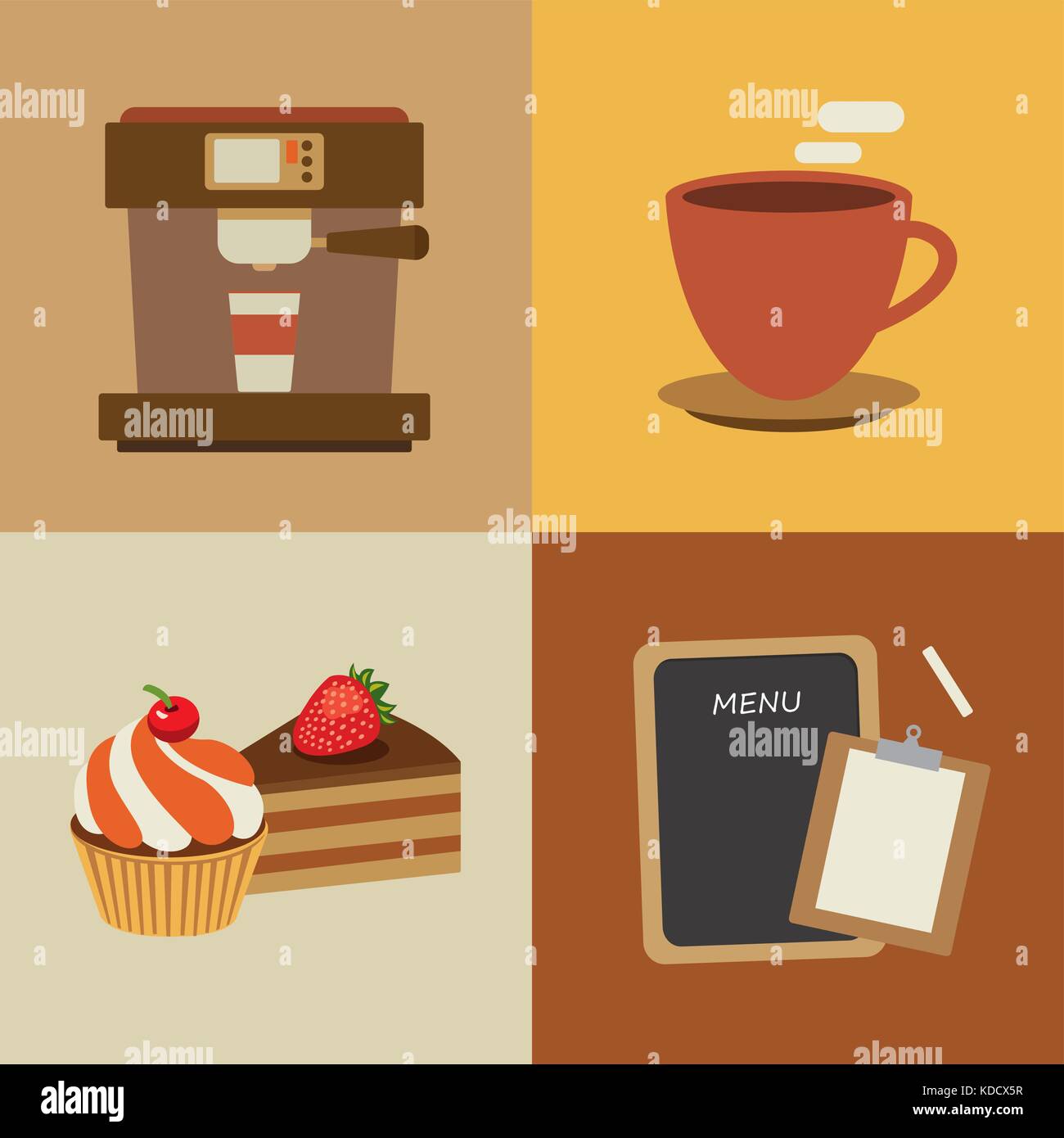 set of coffee flat design elements Stock Vector Image & Art - Alamy