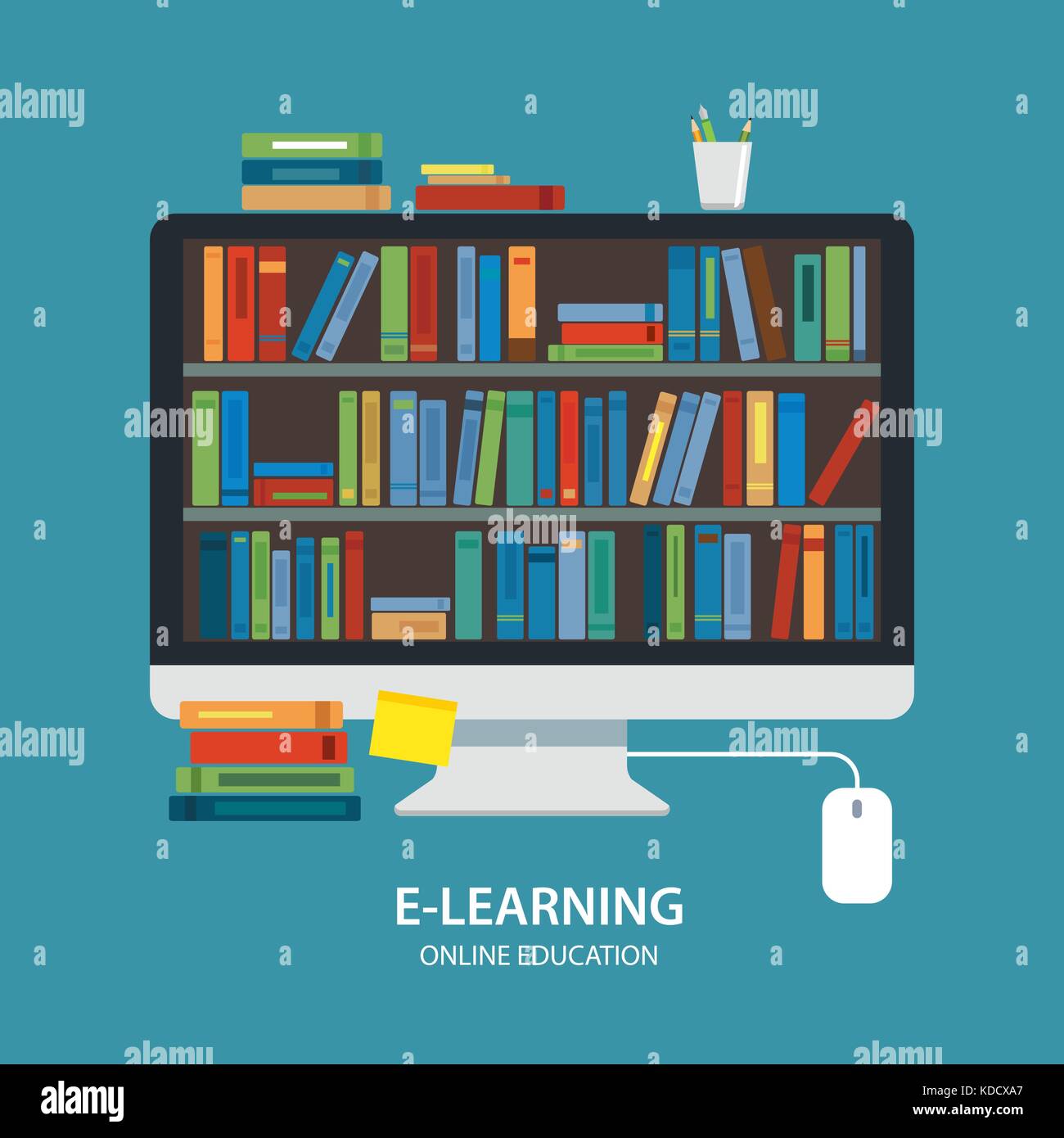 online library education concept flat design Stock Vector Image & Art ...