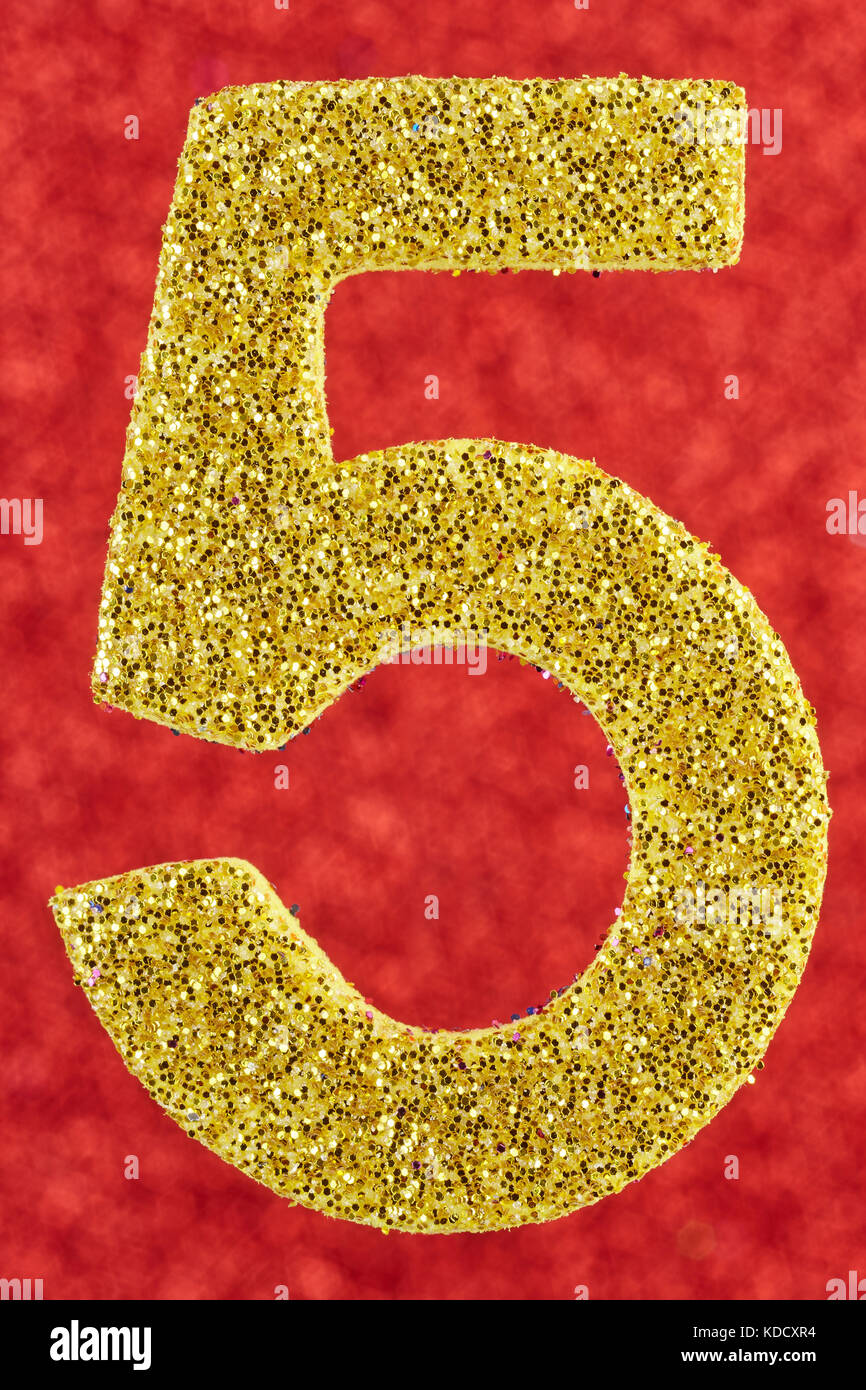 Number golden silver color over a red background. Anniversary. Vertical ...