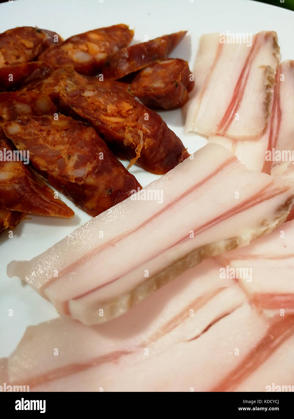 slices of tasty salted bacon Stock Photo - Alamy