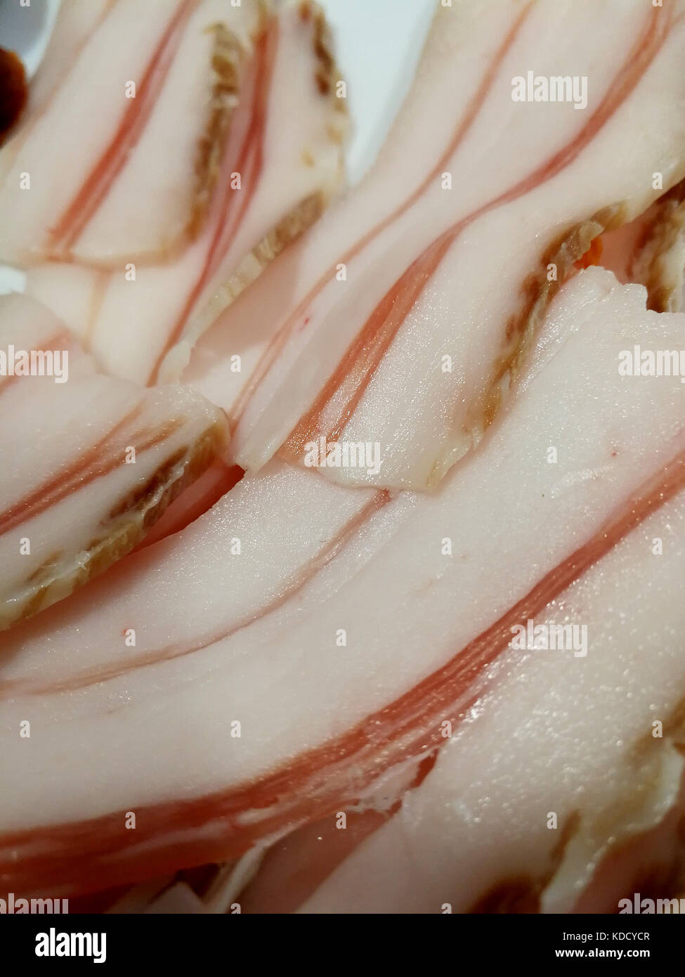 slices of tasty salted bacon Stock Photo - Alamy