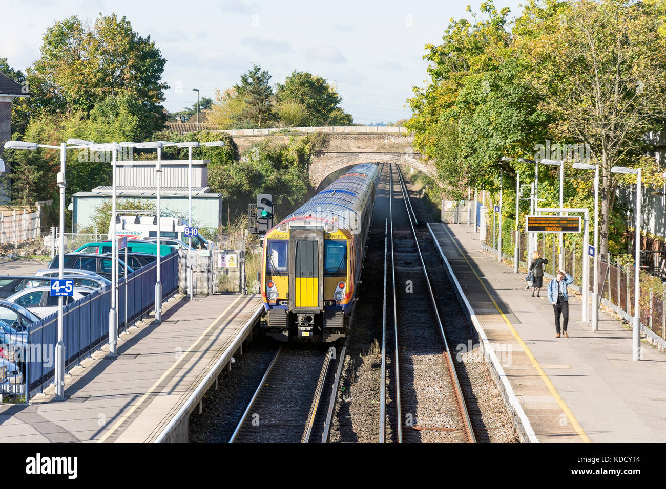South West Train leaving Ashford Railway Station, Ashford, Surrey ...