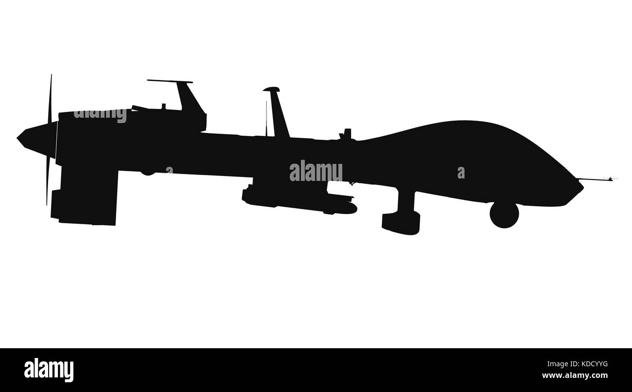 MQ-1C Gray Eagle military drone. Side view. 3d render. Isolated ...