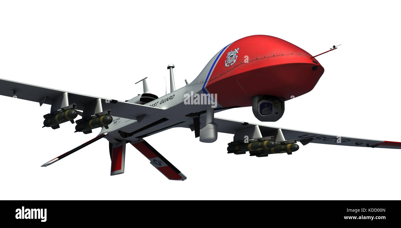 MQ-1C Gray Eagle military drone.US Coast Guard artist concept livery ...