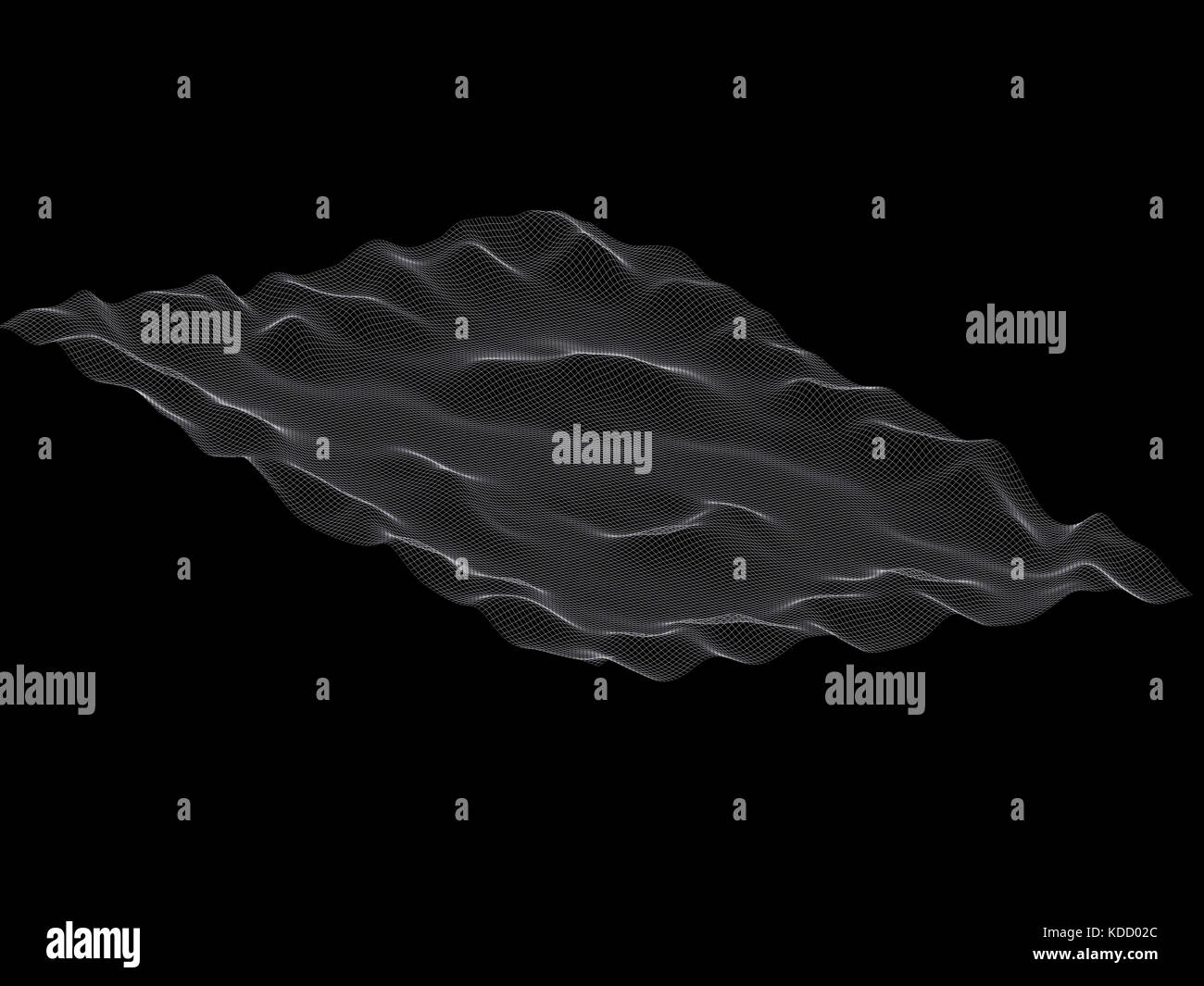 Terrain mesh render. Wire net. Black background Stock Photo - Alamy