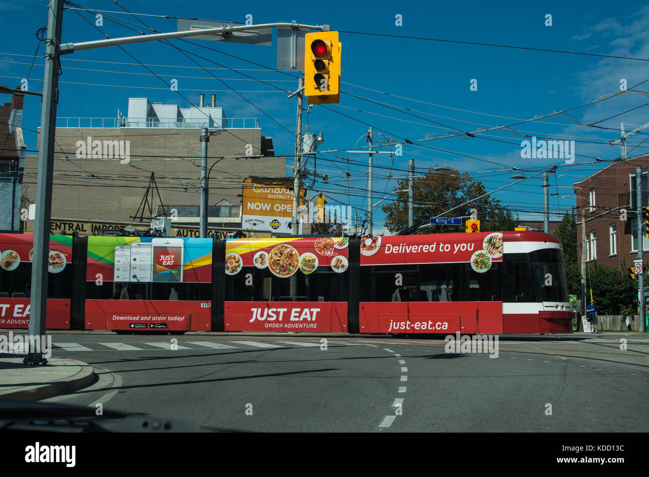 tram Just eat Toronto tram food eating travel traveller traffic lights ...