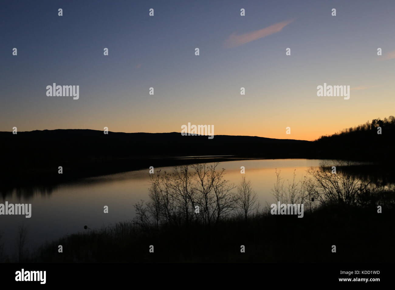 Sunset Over Lake Stock Photo - Alamy