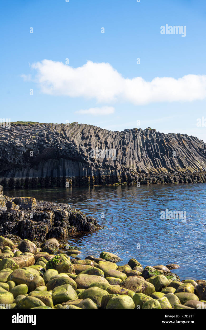 basalt formations at the coast at Kalfshamarsvik, Iceland Stock Photo ...
