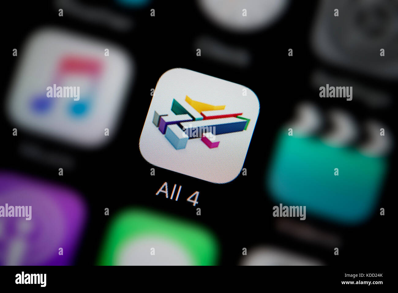 A close-up shot of the logo representing All 4 icon, as seen on the ...