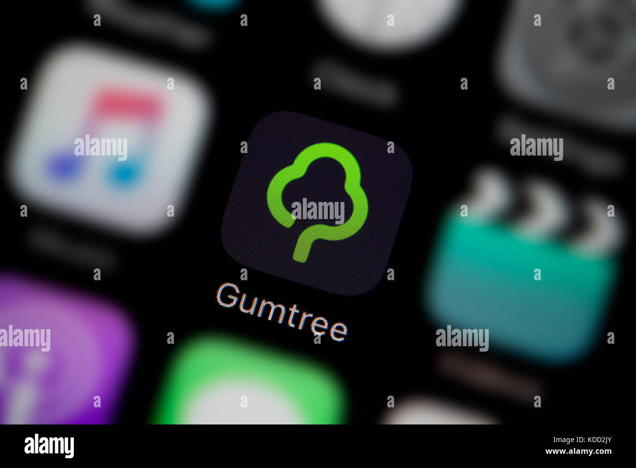 A close-up shot of the logo representing Gumtree app icon, as seen on ...