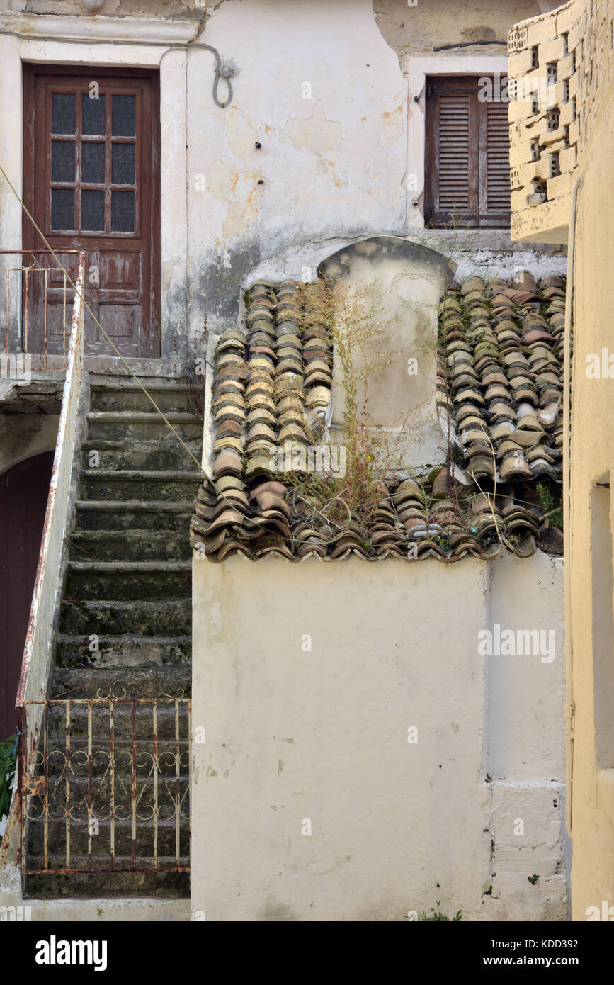 a set of stairs or steps in a state of disrepair or poor condition ...