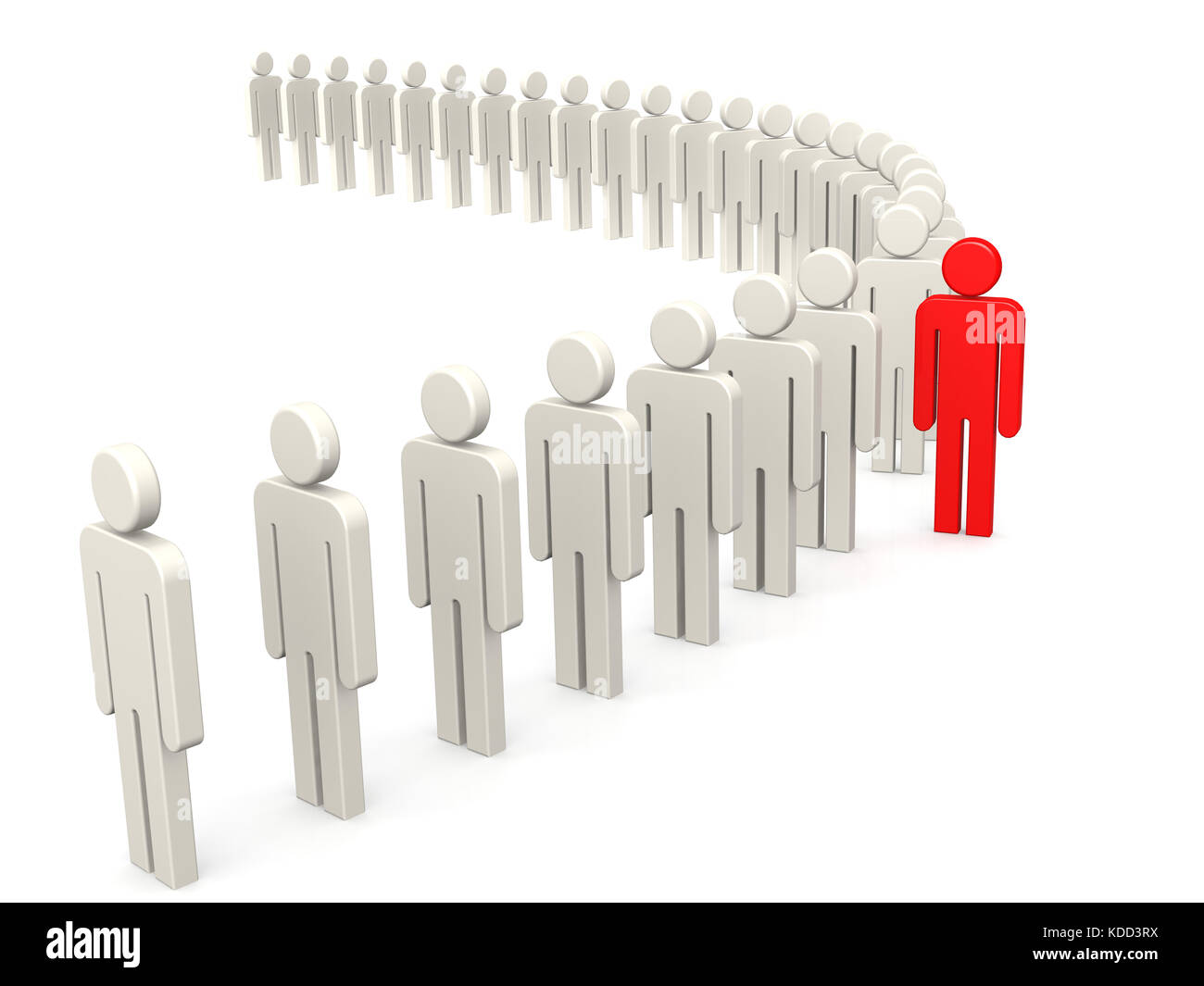 Outstanding person in red from queue 3D rendering Stock Photo - Alamy