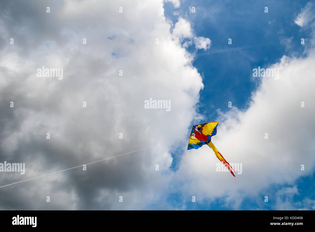 Kite flying in the air. Beautiful sky with clouds on background Stock ...