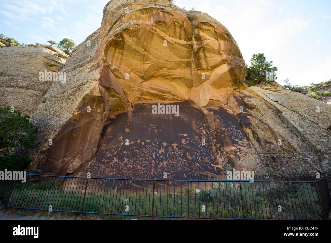 old and new graffiti on newpaper rock in canyonlands national park ...