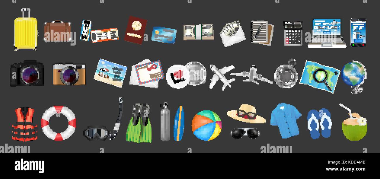 set of a real summer tropical travel object Stock Vector Image & Art ...