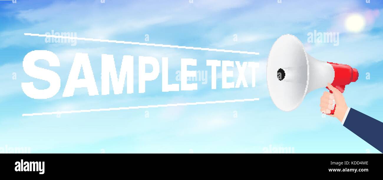 hand use megaphone speaking with sky background Stock Vector Image ...