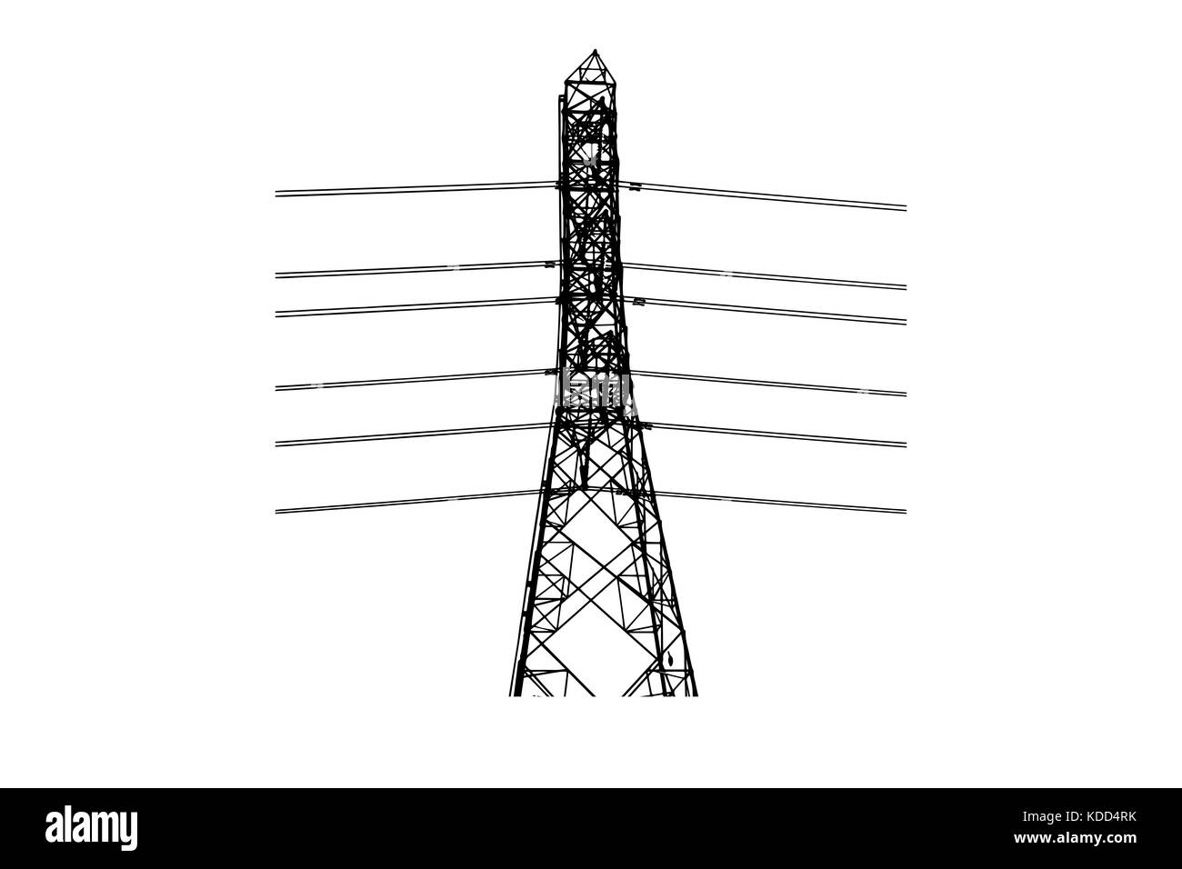 high voltage pole ,power lines electric lines , vector Stock Photo - Alamy