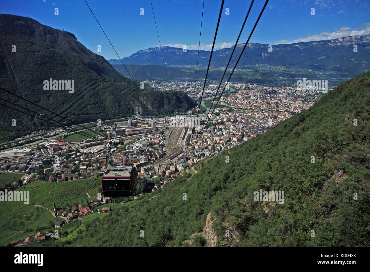 Cable car descending to Bolzano, Italy Stock Photo - Alamy