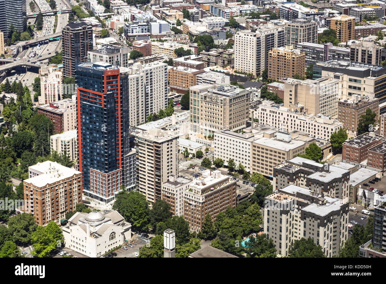 Aerial view of Seattle business district in Washington state largest ...