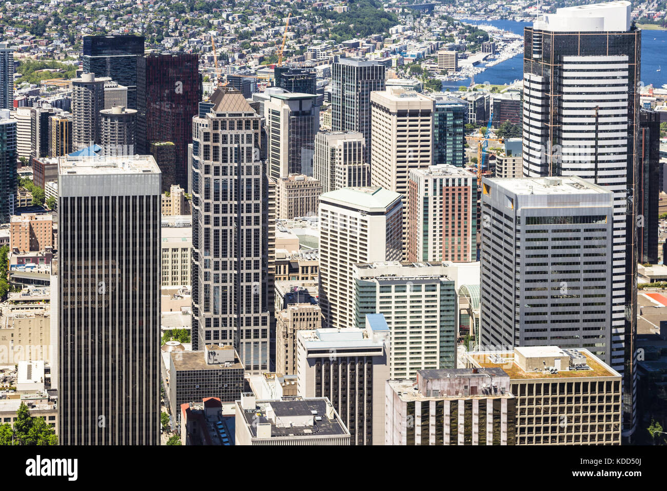 Aerial view of Seattle business district in Washington state largest ...