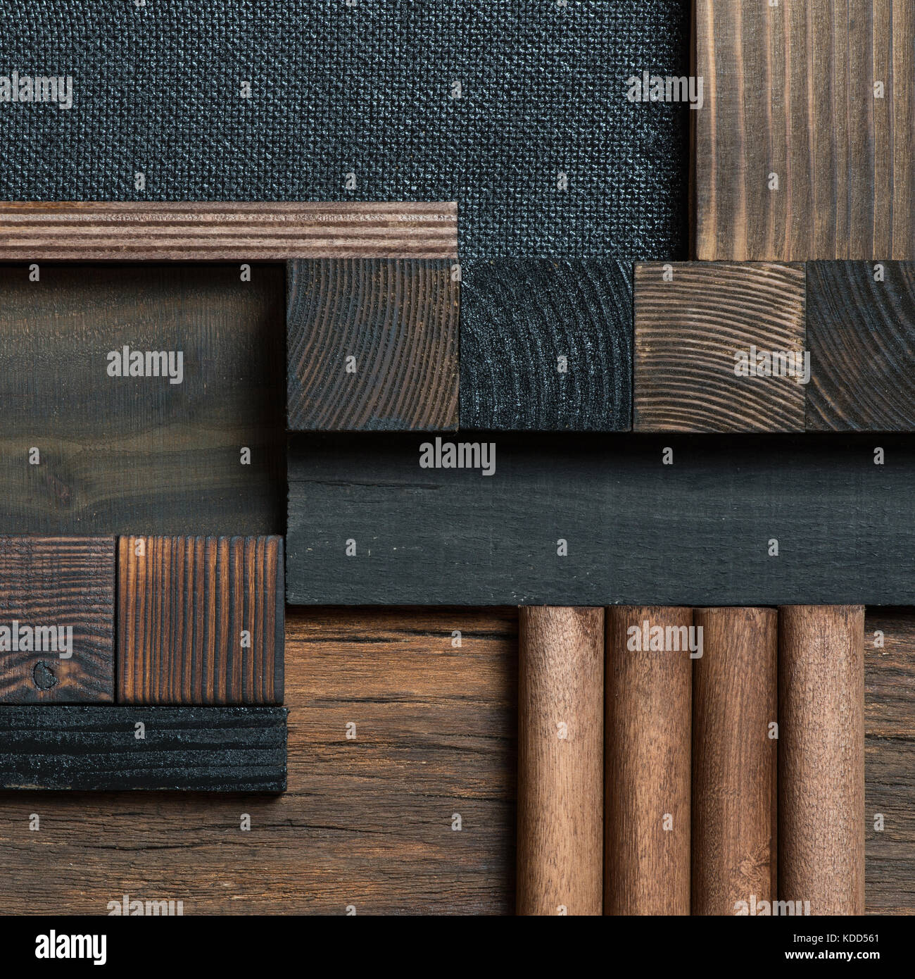 Abstract dark wood block collage background Stock Photo - Alamy