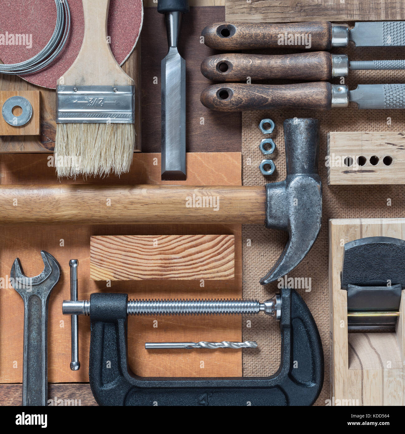 Carpentry construction tools collage background hi-res stock ...