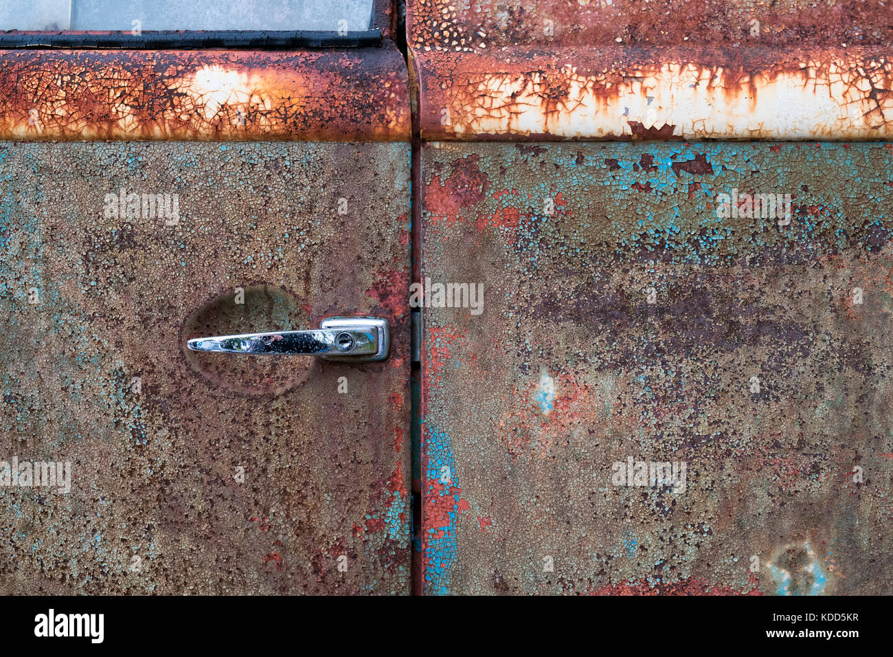 VW Volkswagen split screen panel van rusted metal side panel with ...
