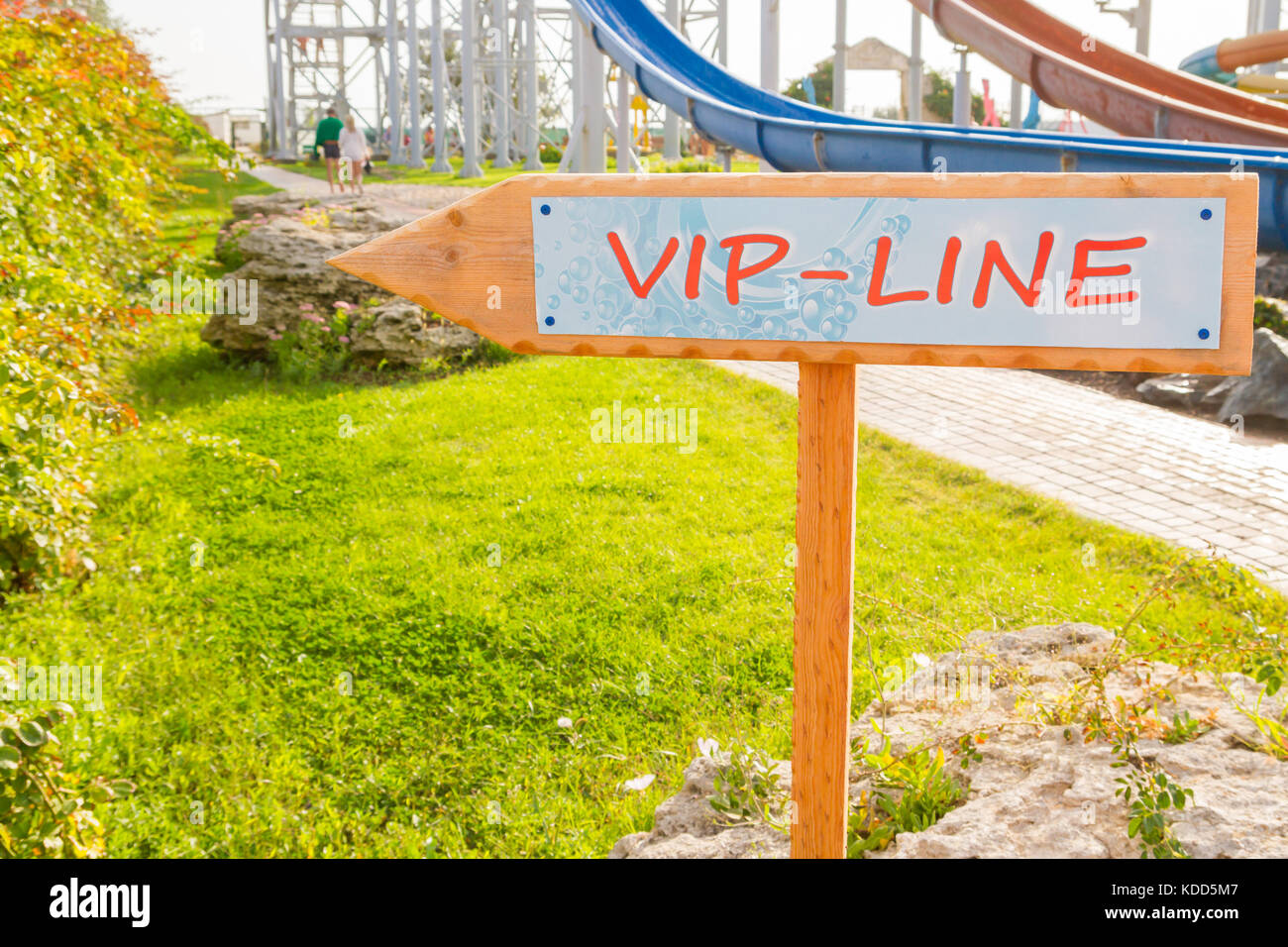 Plaque with the inscription Vip line at the water Park Stock Photo - Alamy