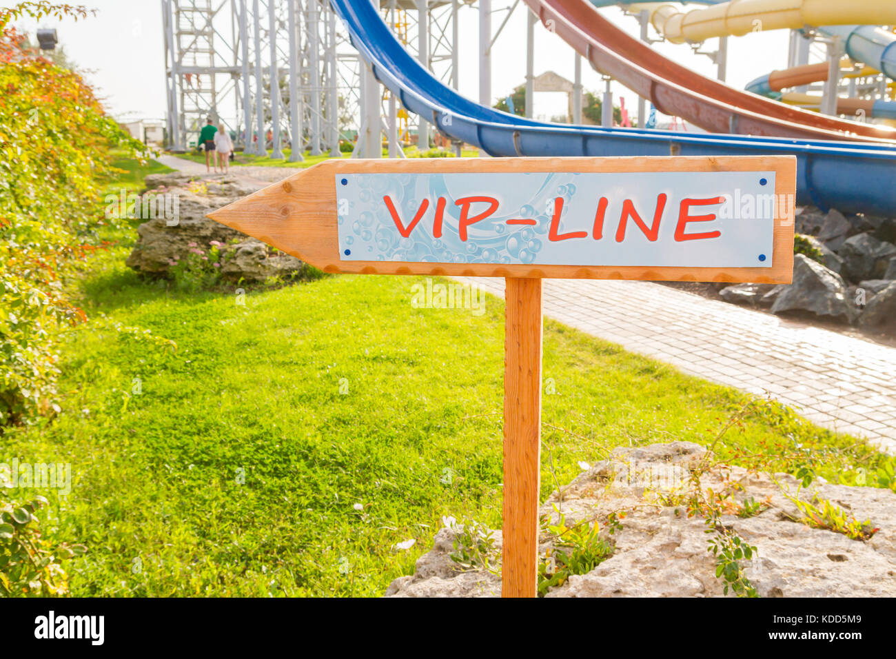 Plaque with the inscription Vip line at the water Park Stock Photo - Alamy