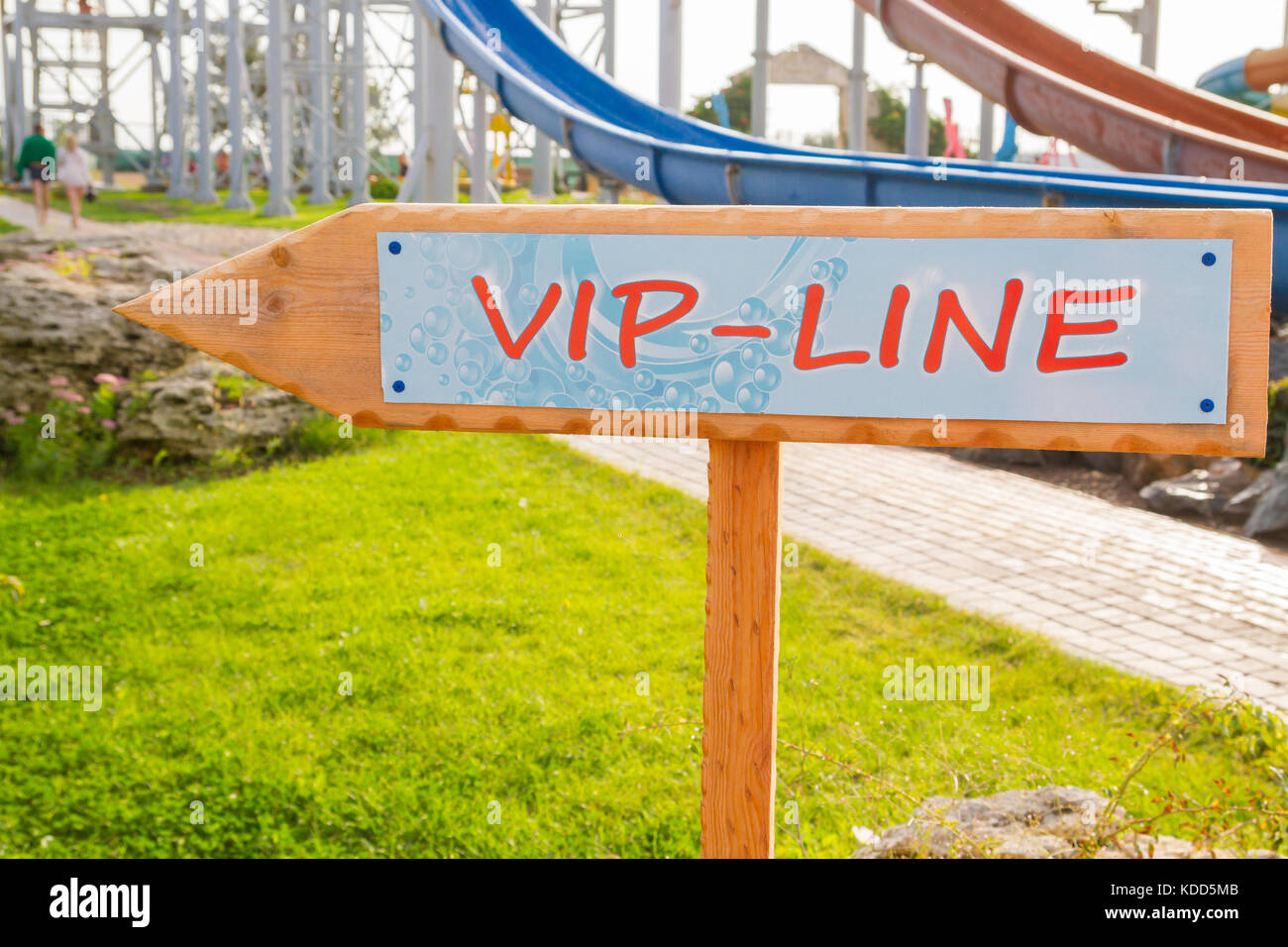 Plaque with the inscription Vip line at the water Park Stock Photo - Alamy