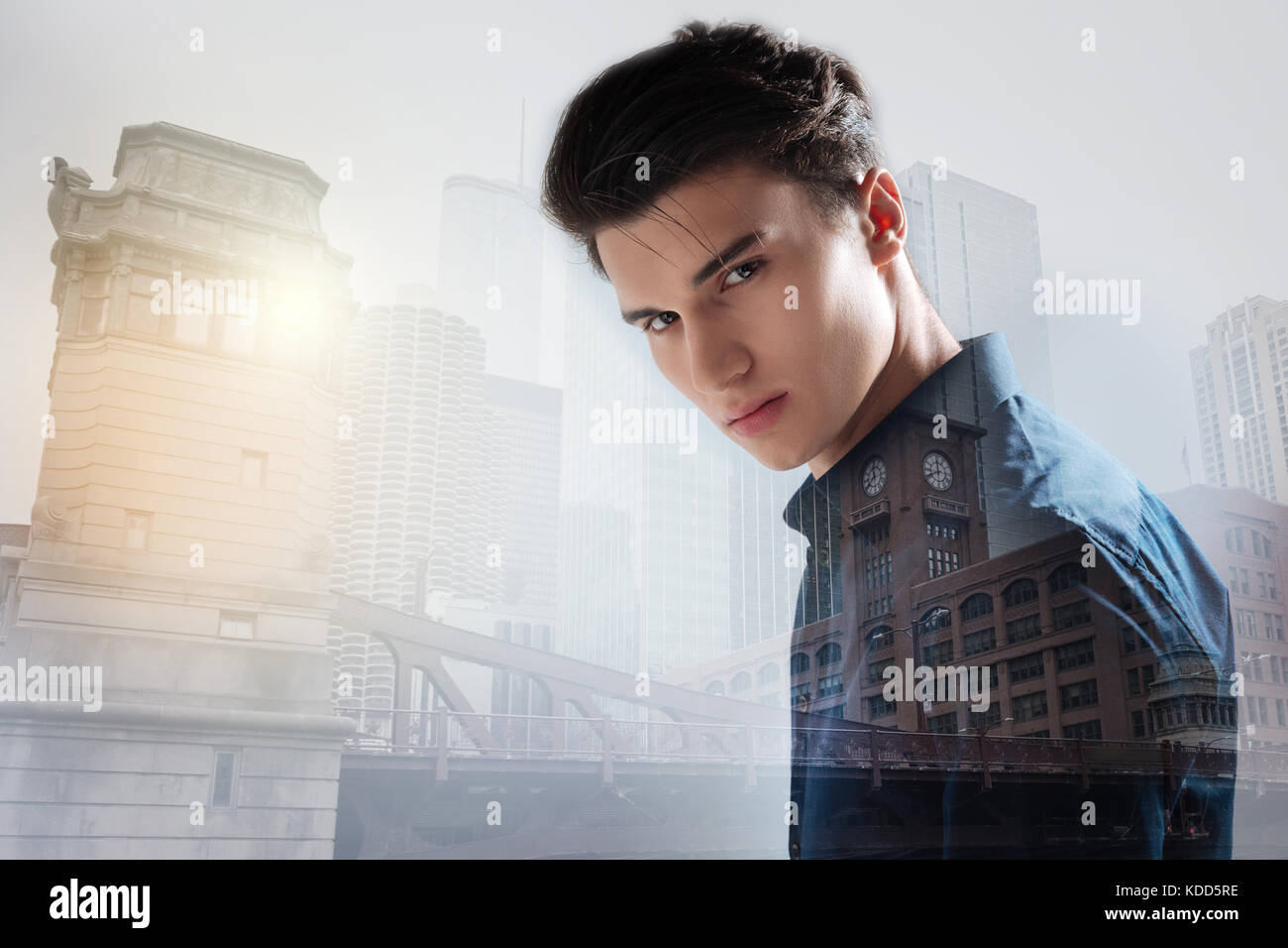 Young model expressing calmness in urban surrounding Stock Photo - Alamy