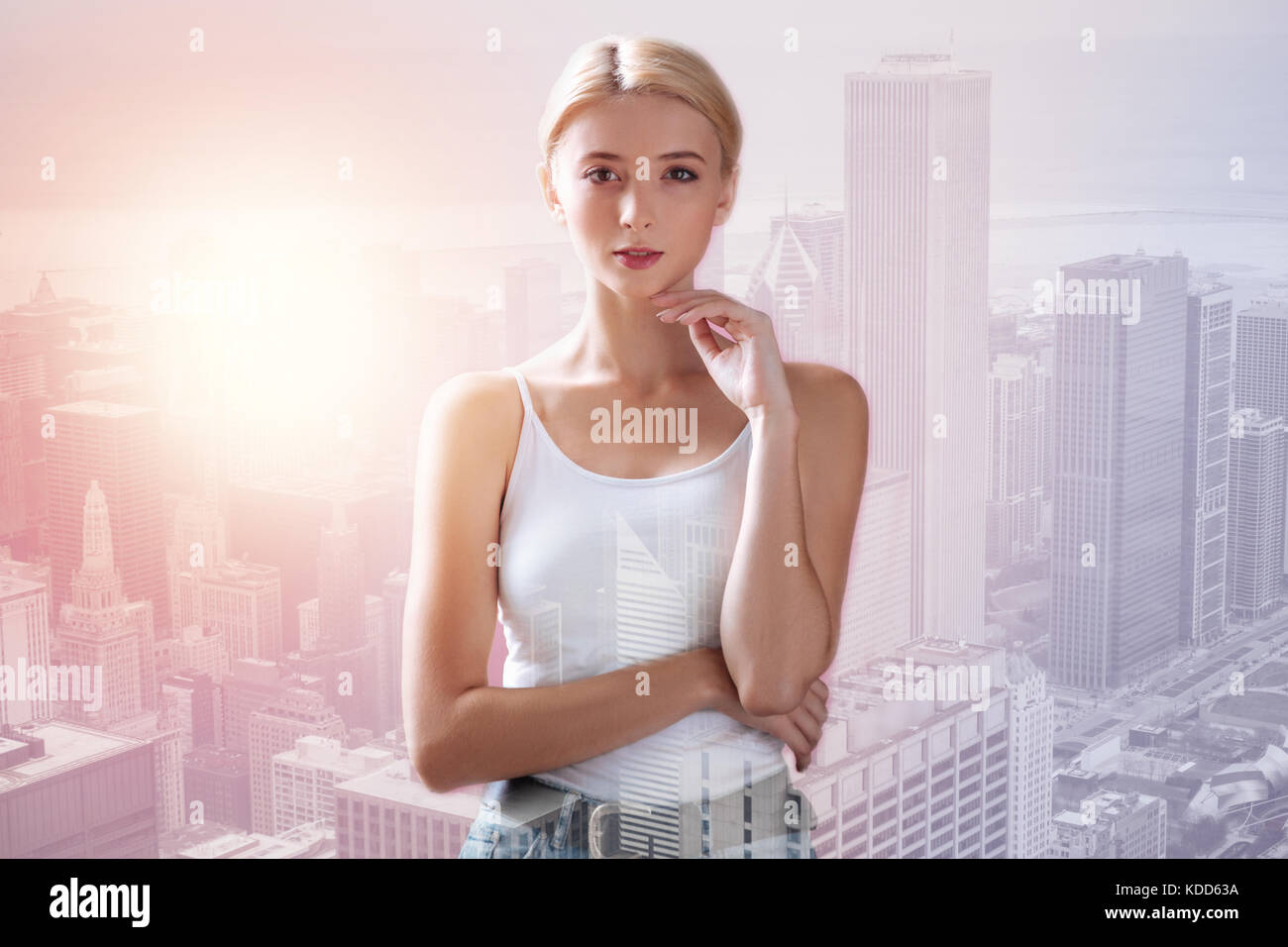 Waist up of adorable model Stock Photo - Alamy