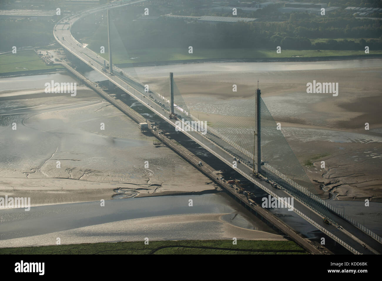 Aerial photo of New Mersey road bridge over the River Mersey Stock ...