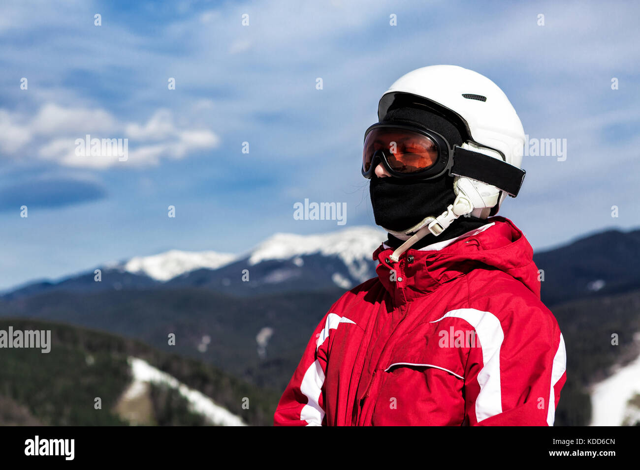 skier standing on top of a mountain Stock Photo - Alamy