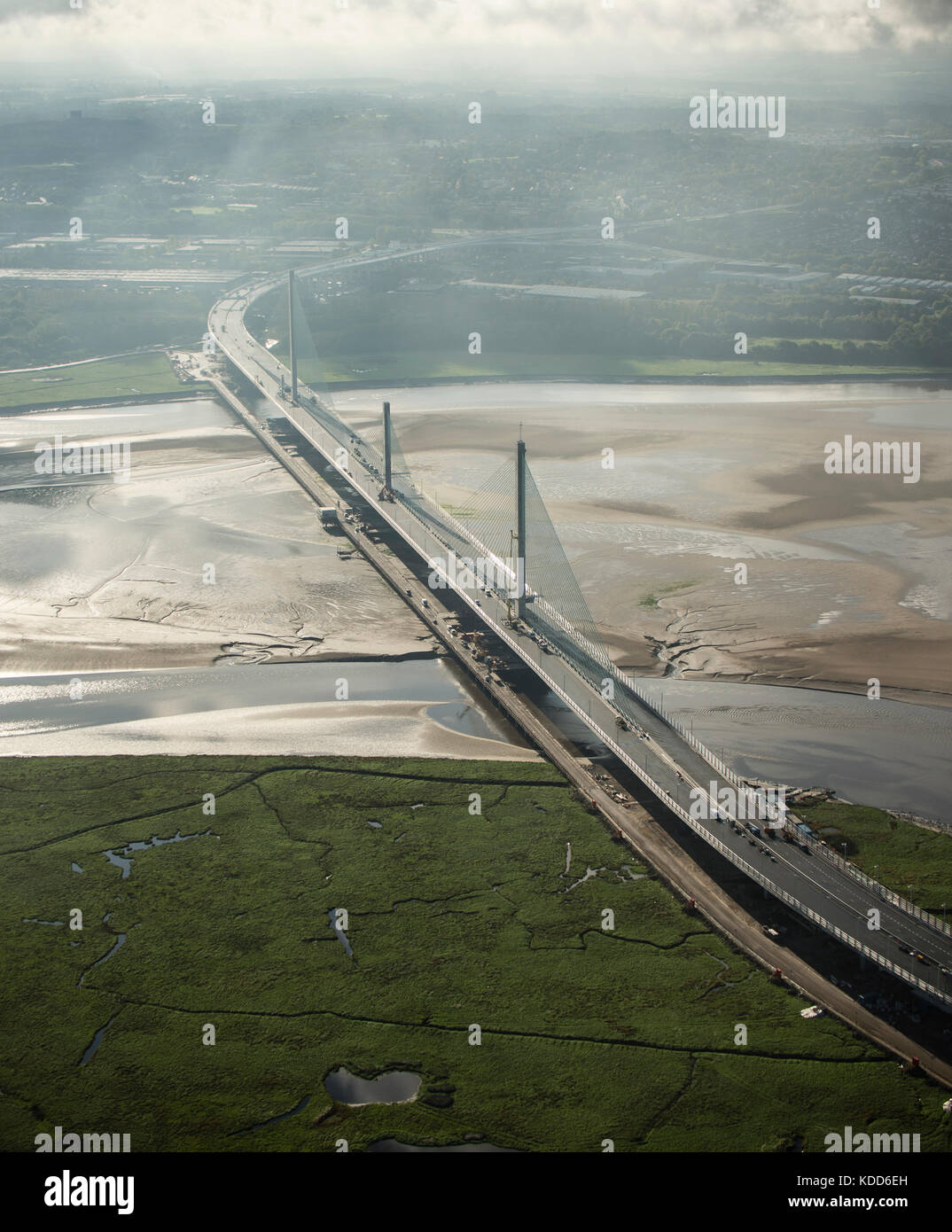 Aerial photo of New Mersey road bridge over the River Mersey Stock ...