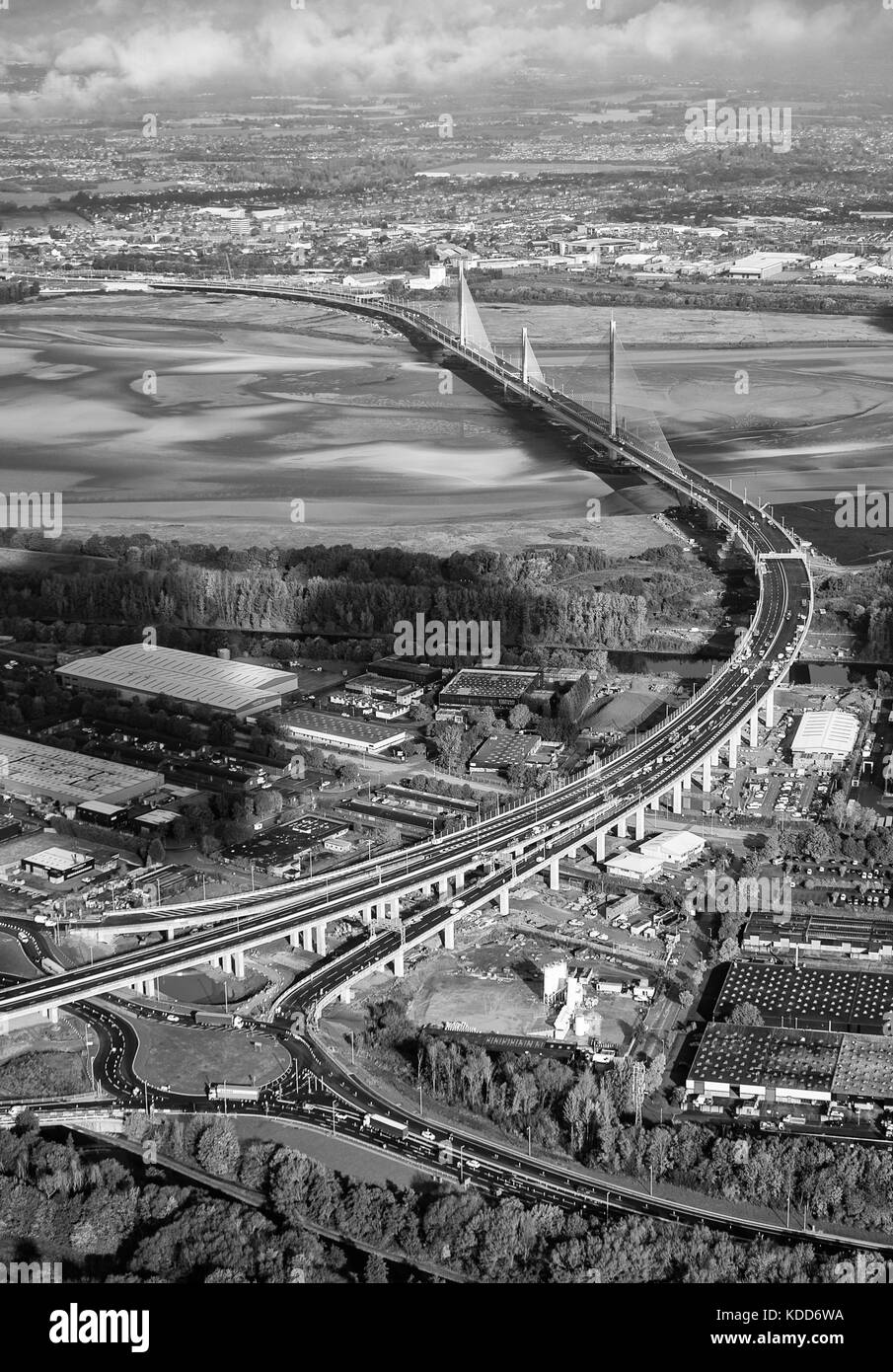 Aerial photo of New Mersey road bridge over the River Mersey Stock ...